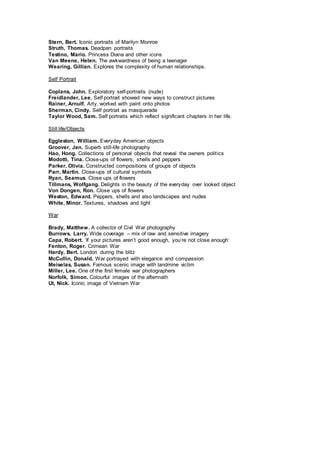 Directory of photographers | DOCX