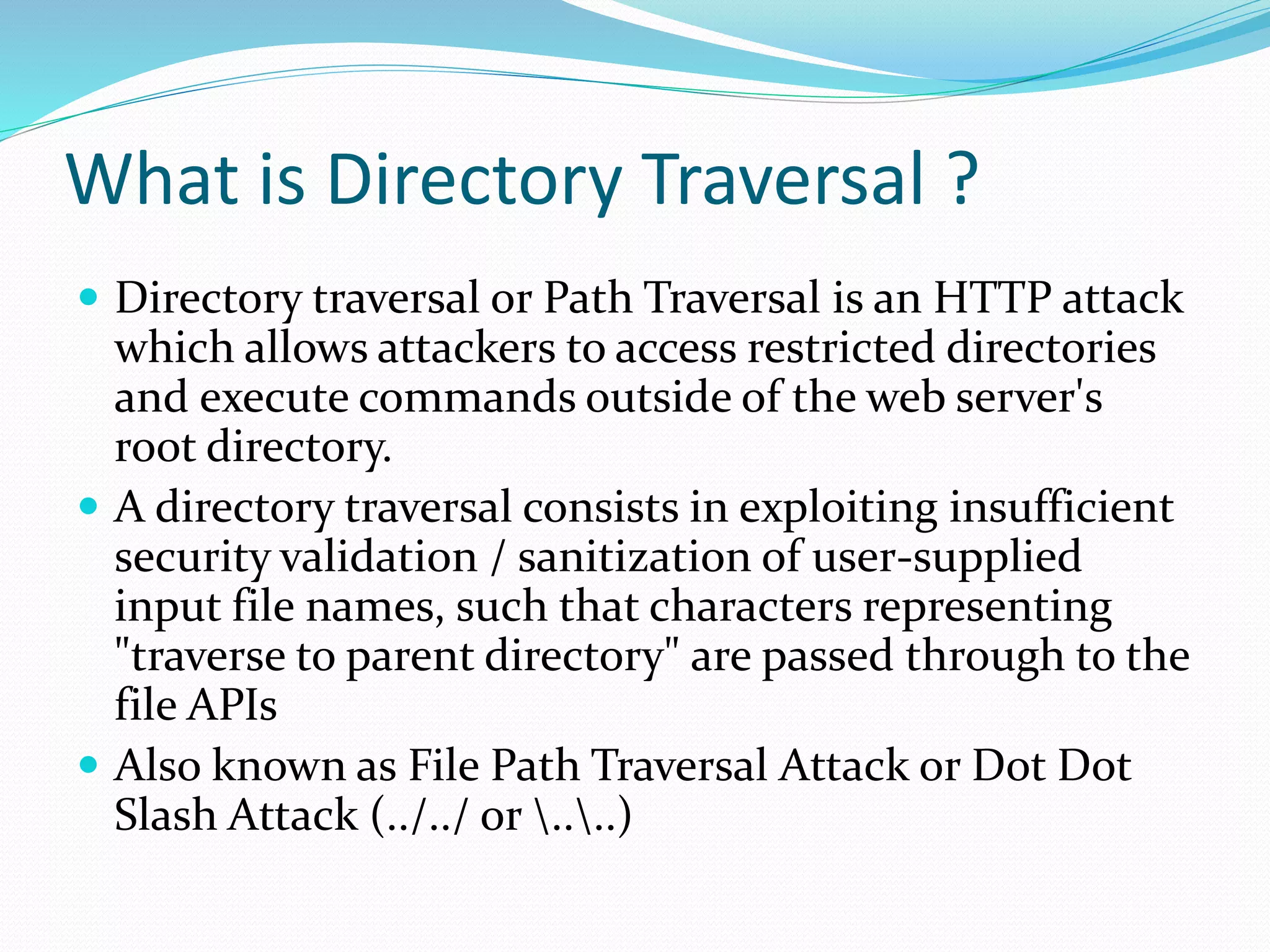 Directory Traversal & File Inclusion Attacks | PPTX