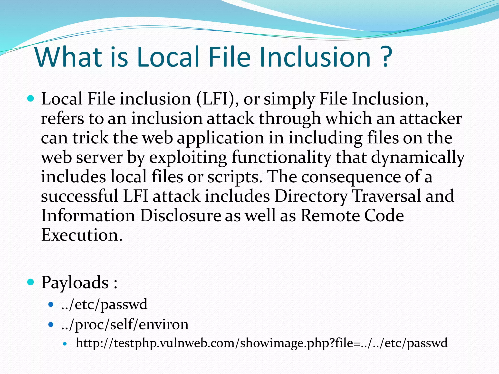 Directory Traversal & File Inclusion Attacks | PPTX