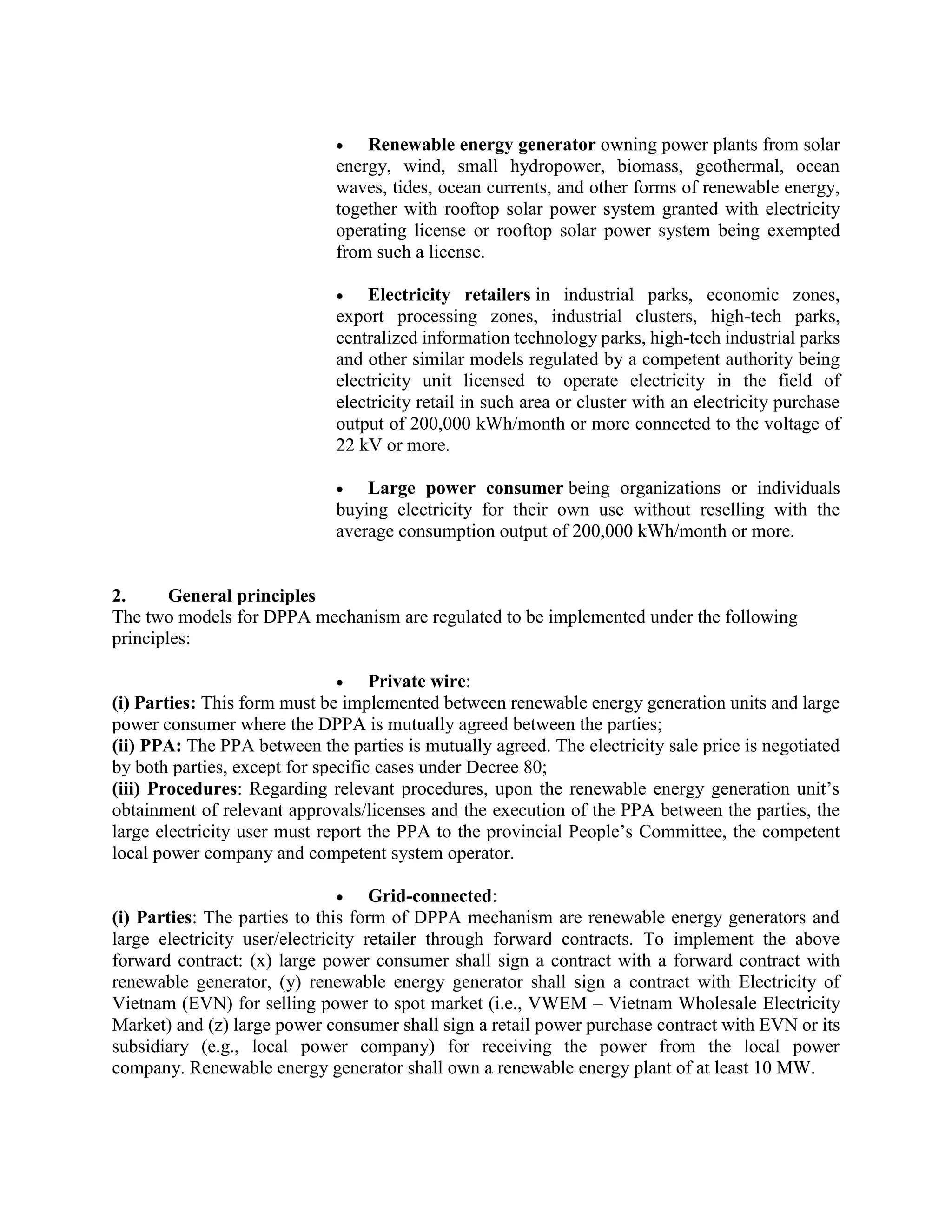 DIRECT POWER PURCHASE AGREEMENTS - THE NEW DECREE IS IN EFFECT - WHAT ...