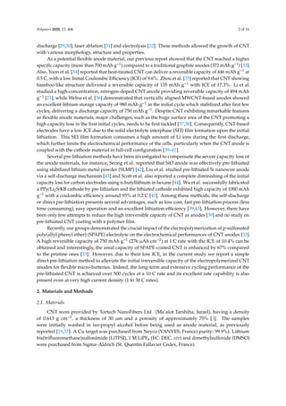 Direct prelithiation of carbon nanotubes for flexible li ion batteries ...