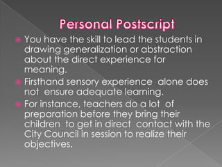 Direct, purposeful experiences and beyond | PPTX