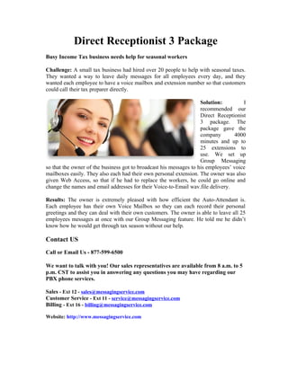 Direct receptionist 3 package | PDF