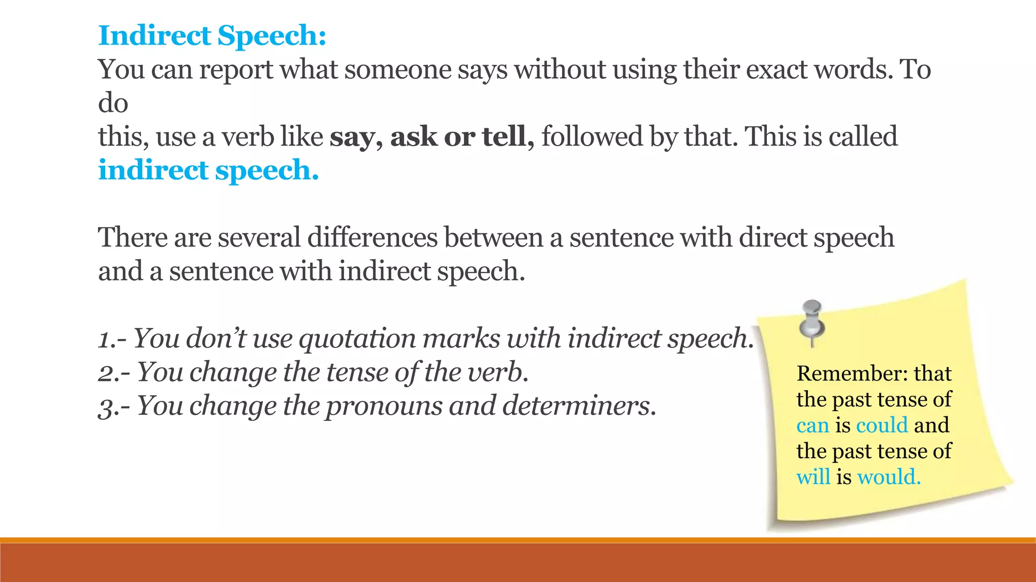 Direct speech and indirect speech | PPTX