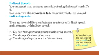 Direct speech and indirect speech | PPTX