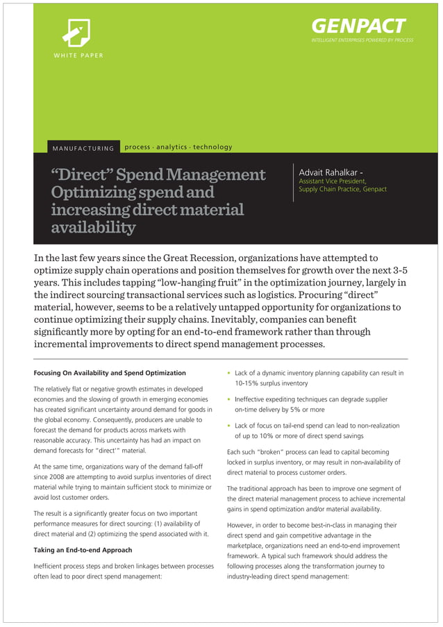 Direct Spend Management | PDF