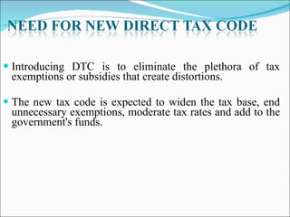 Direct tax code (dtc) | PPT