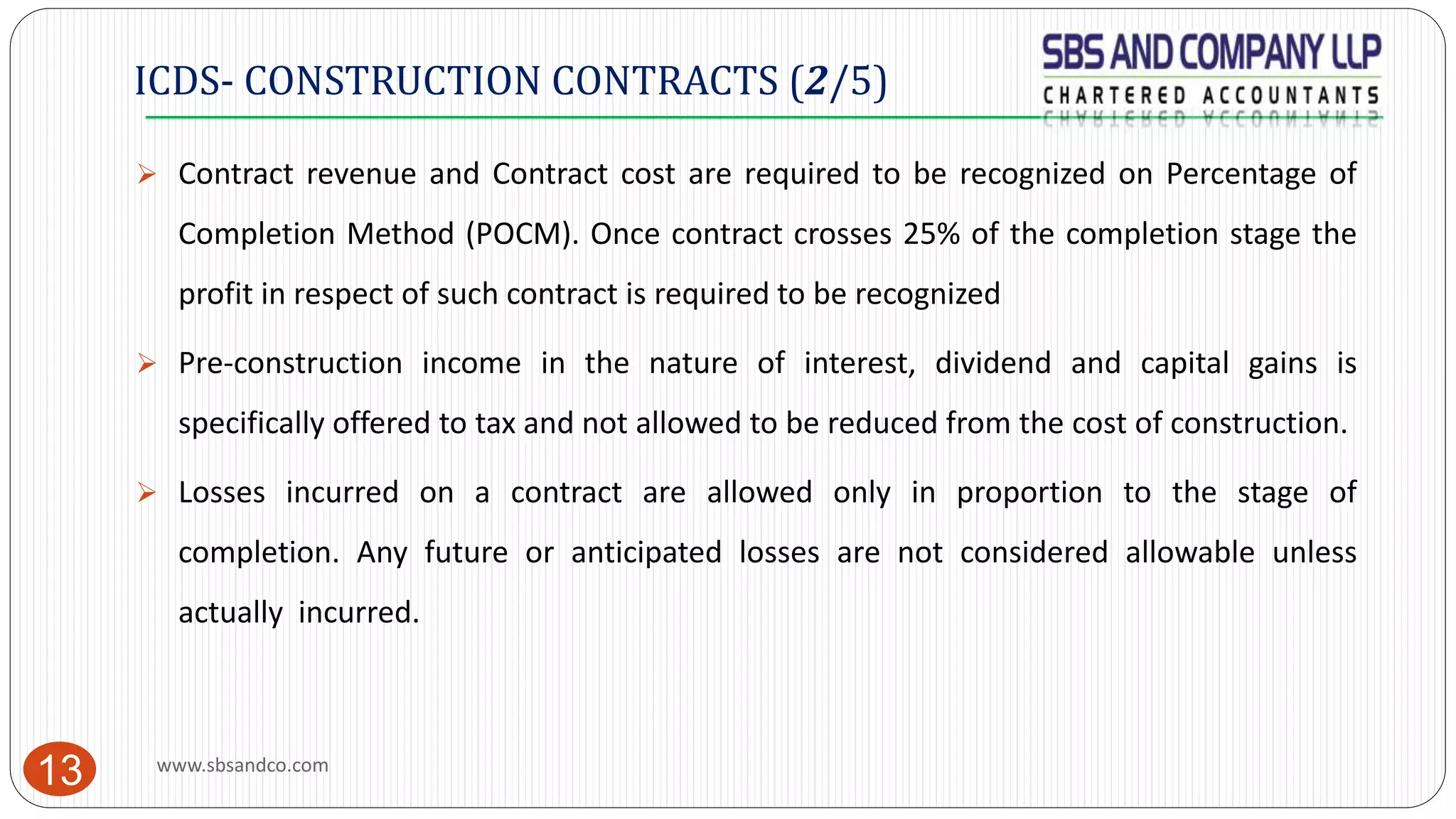 Direct tax implicatios on construction industry | PPTX
