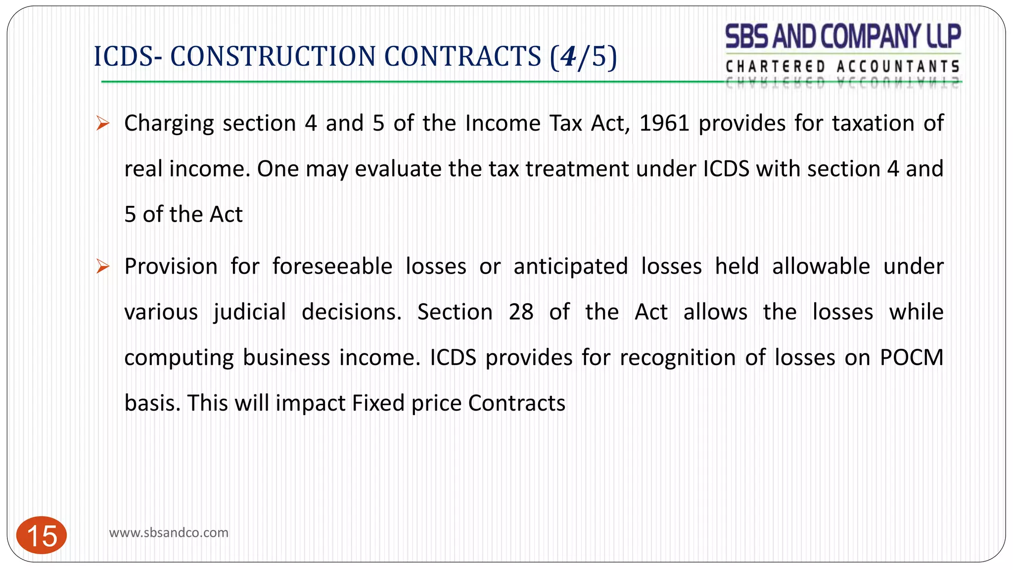 Direct tax implicatios on construction industry | PPTX