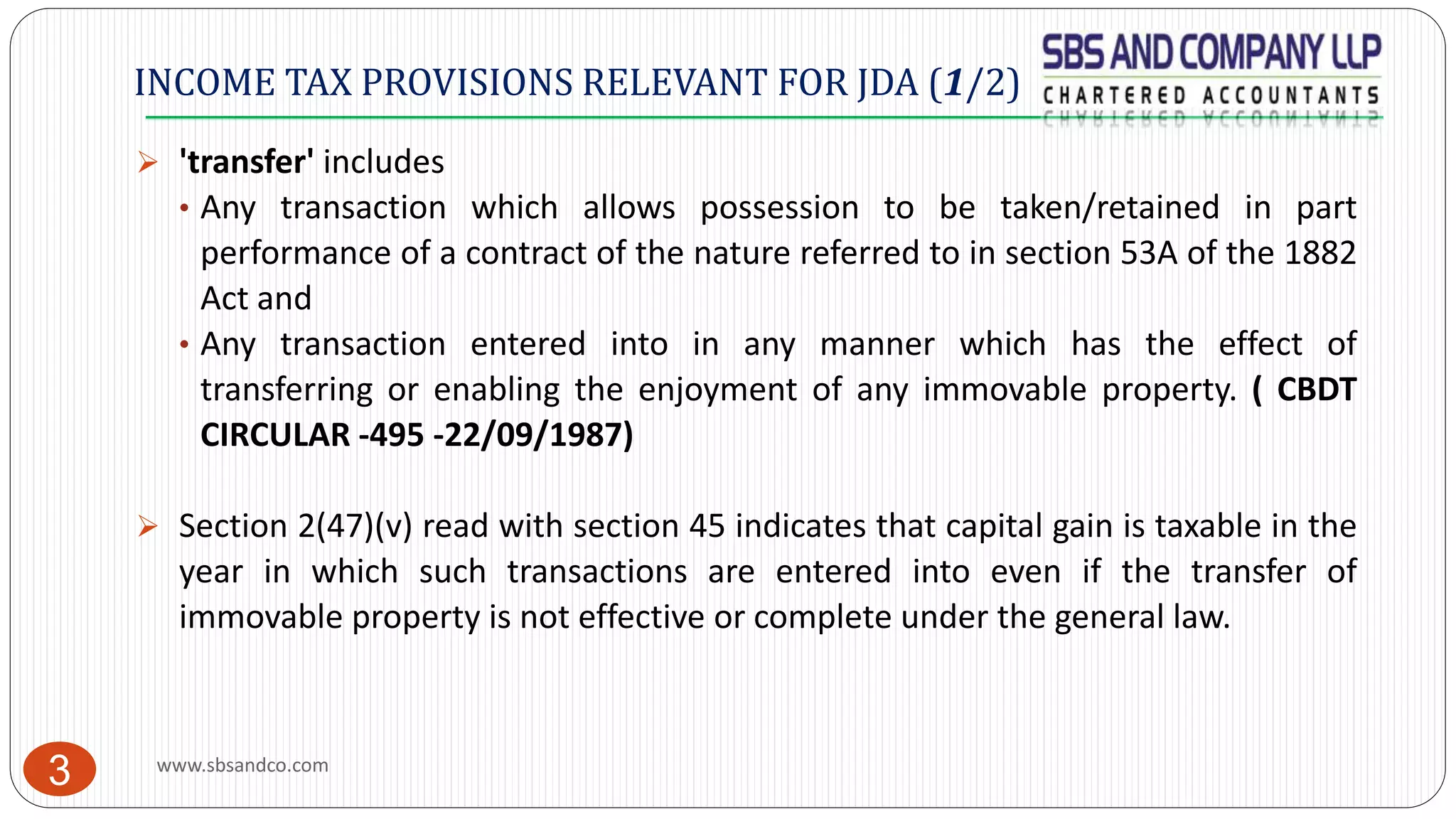 Direct tax implicatios on construction industry | PPTX