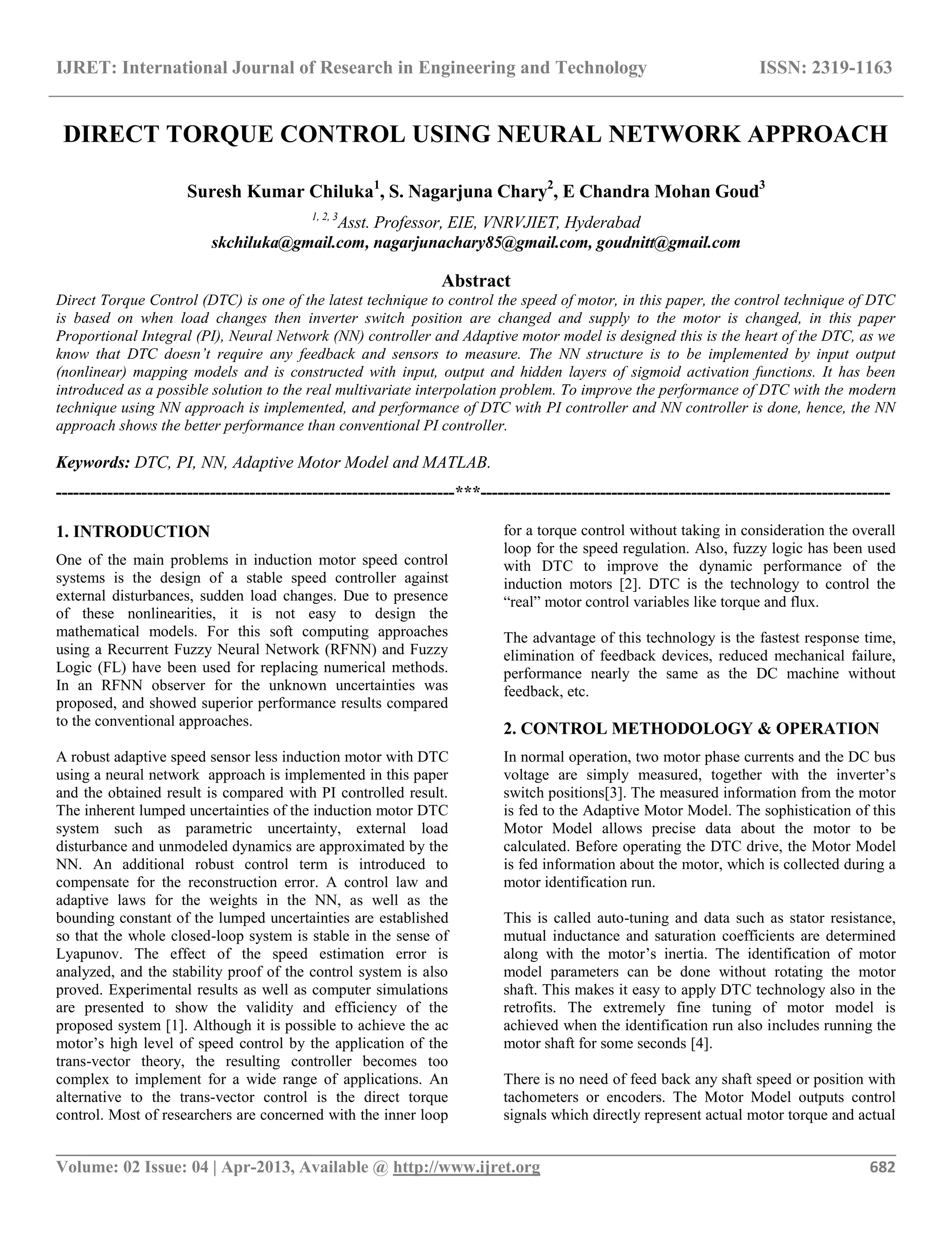 Direct Torque Control Using Neural Network Approach Pdf
