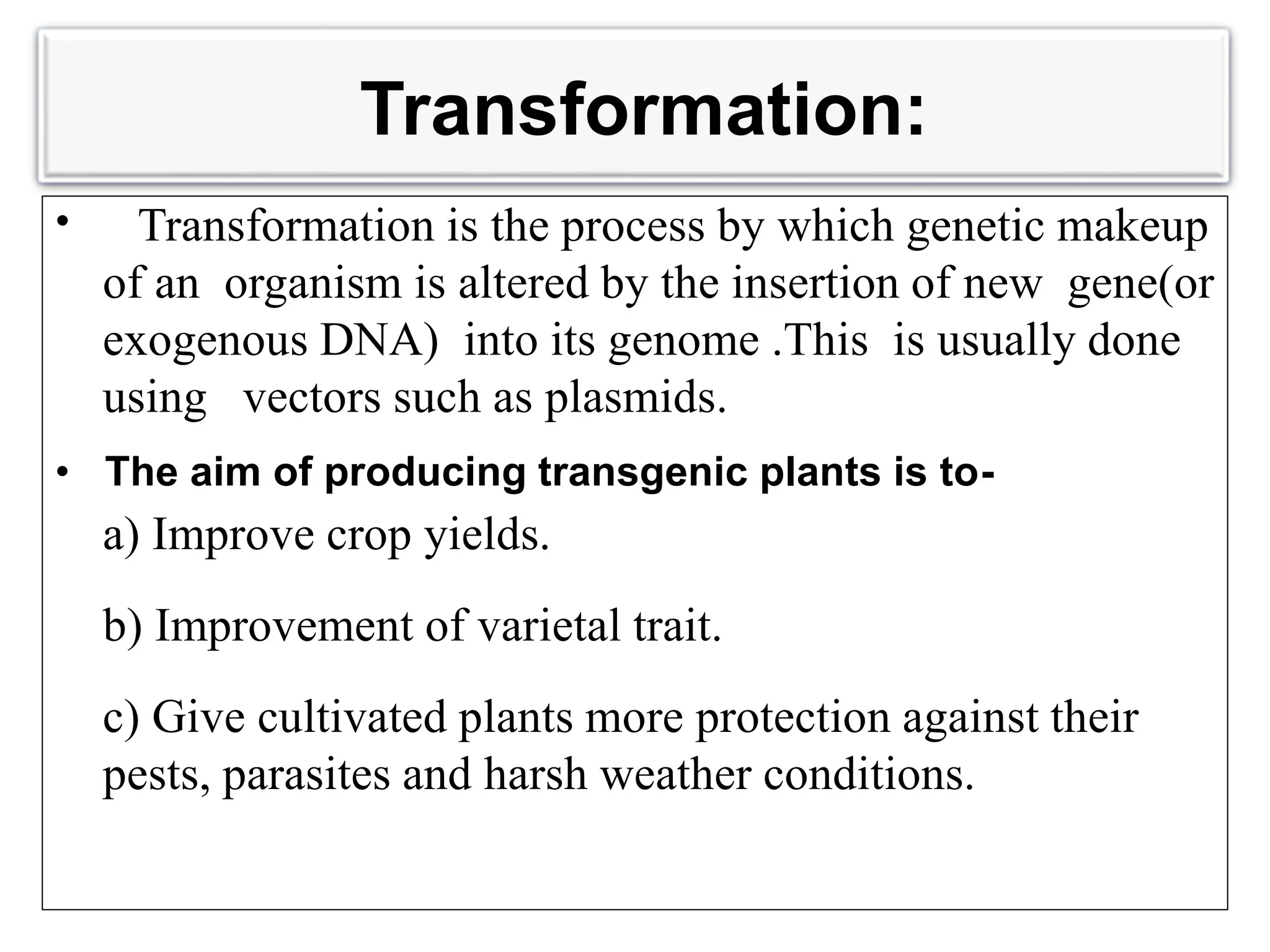 Direct transformation in plants | PPT
