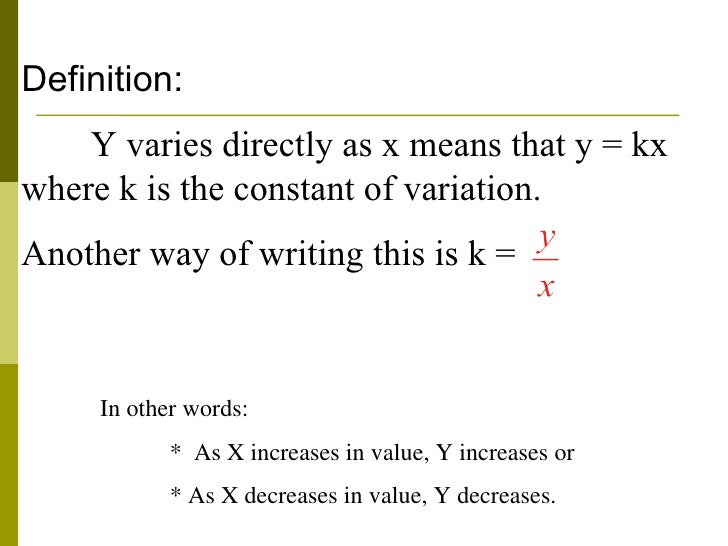 Direct Variation Direct Variation