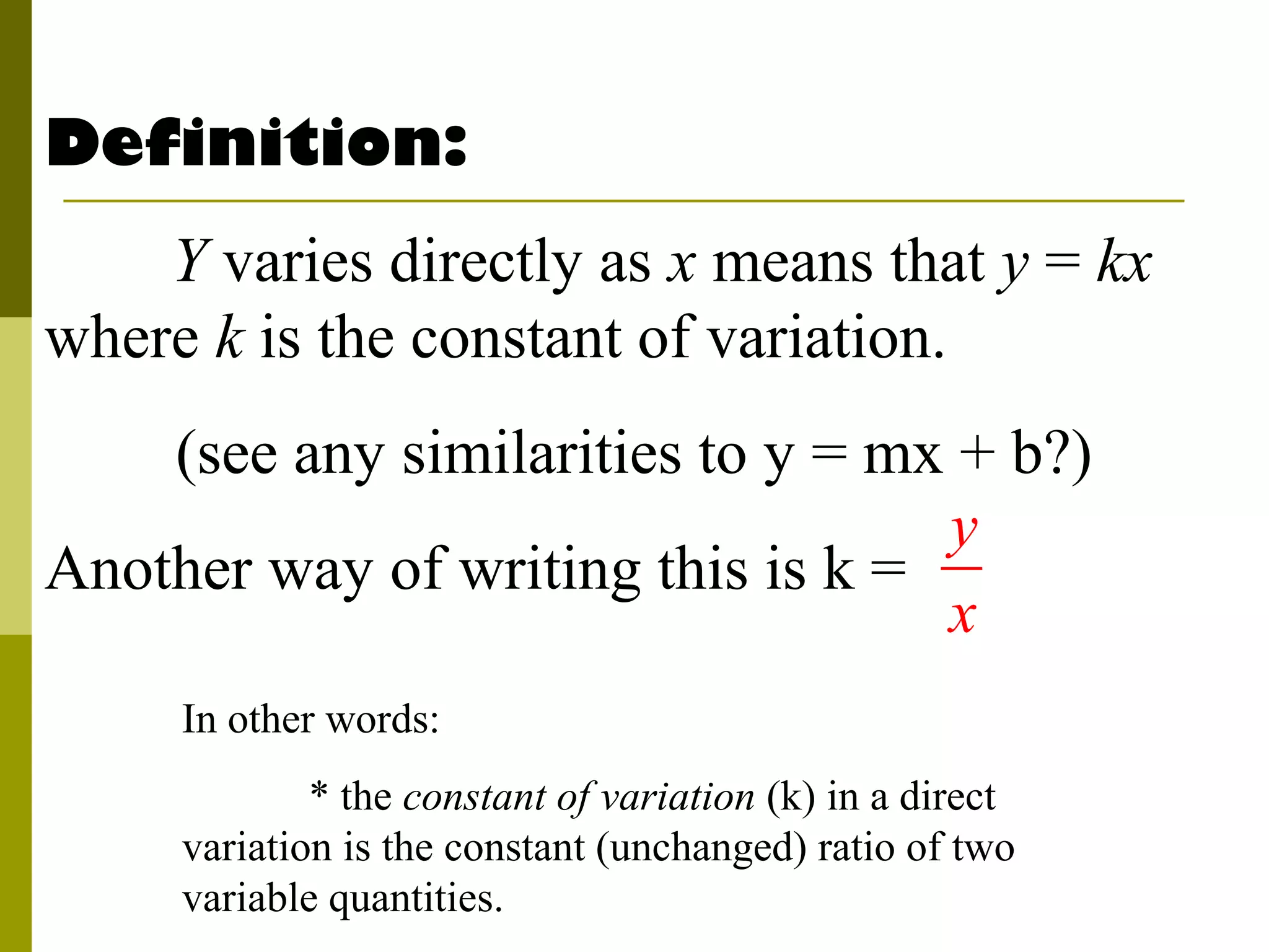 Direct Variation | PPT