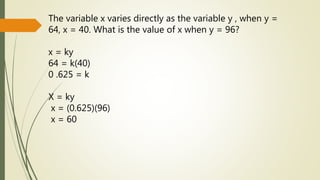 Direct variation | PPTX | Currencies | Economy