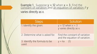 Direct variation | PPTX | Currencies | Economy