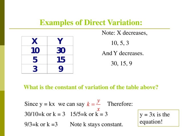 Direct Variation.ppt.pdf type of variations | PPT