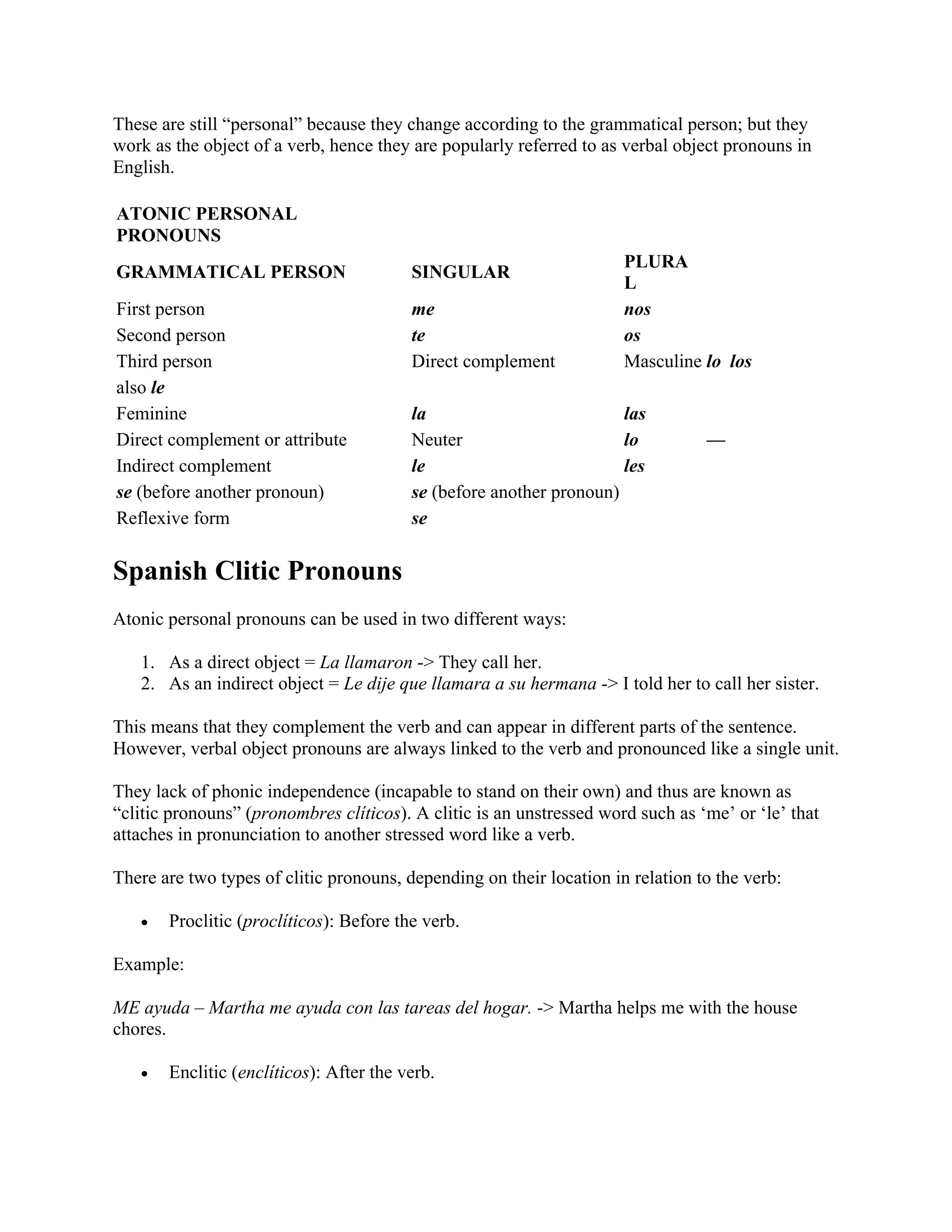 Direct vs Indirect Object Pronouns in Spanish | PDF