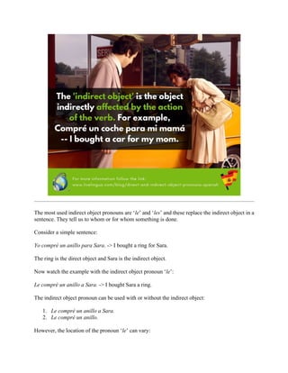 Direct vs Indirect Object Pronouns in Spanish | PDF