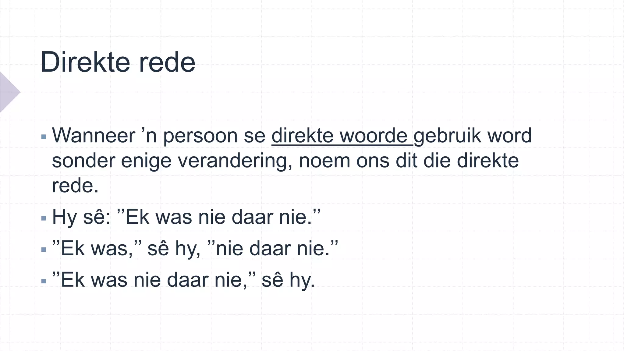 Direkte & Indirekte Rede Graad 8 | PPTX