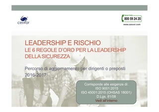 Dirigenti e preposti - Aggiornamento leadership della sicurezza | PDF