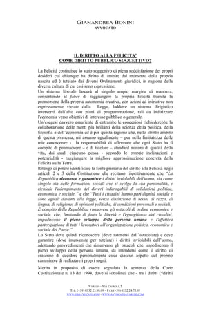 Diritto alla felicita' come diritto pubblico soggettivo? | PDF