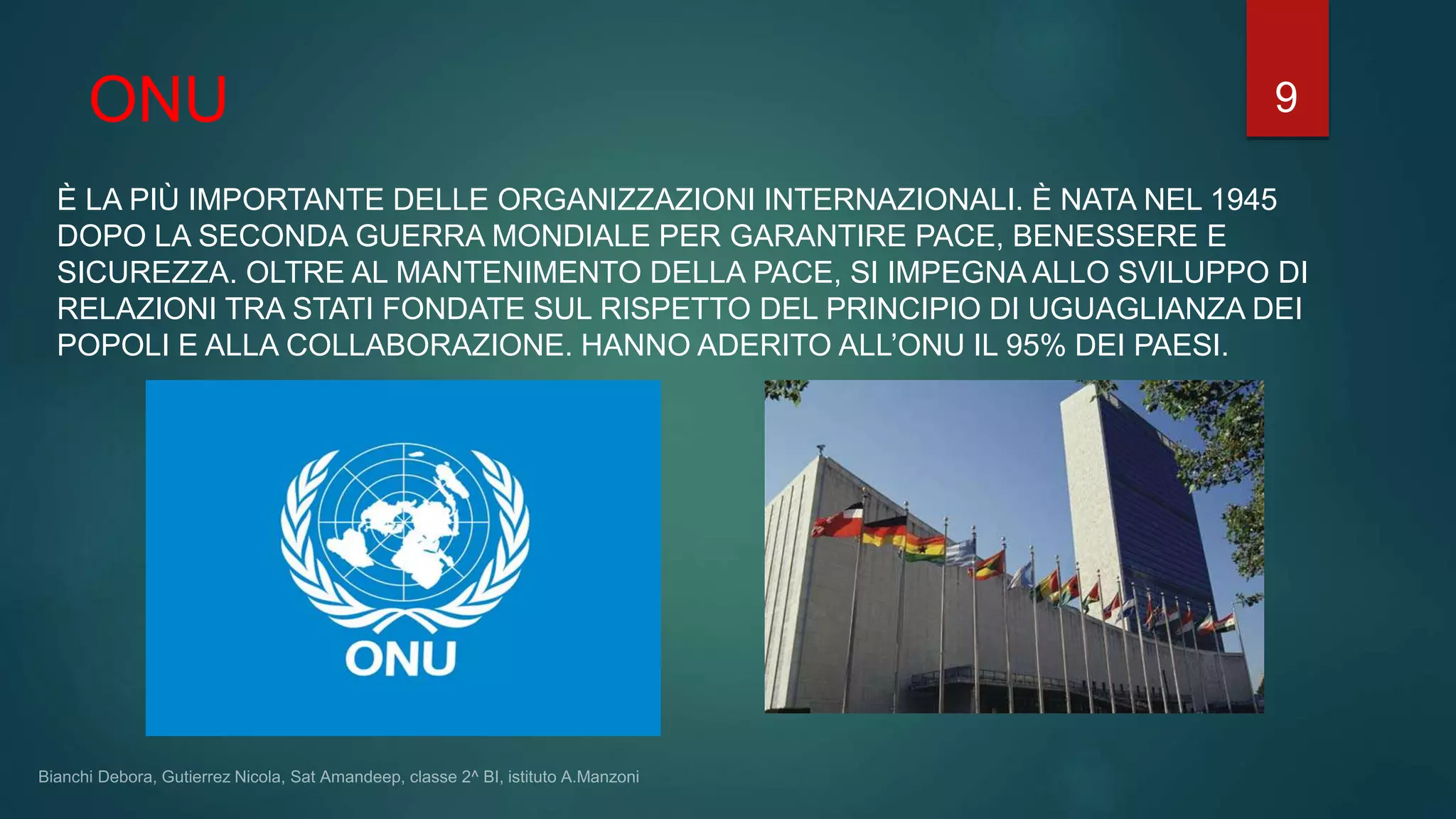Diritto organizzazioni internazionali | PPTX