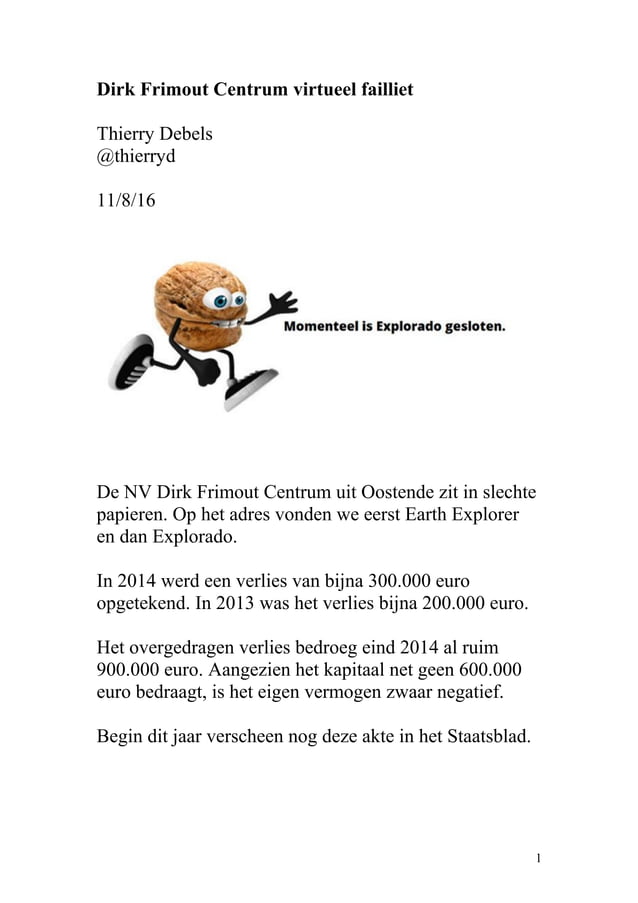 Dirk Frimout Centrum virtueel failliet | DOC