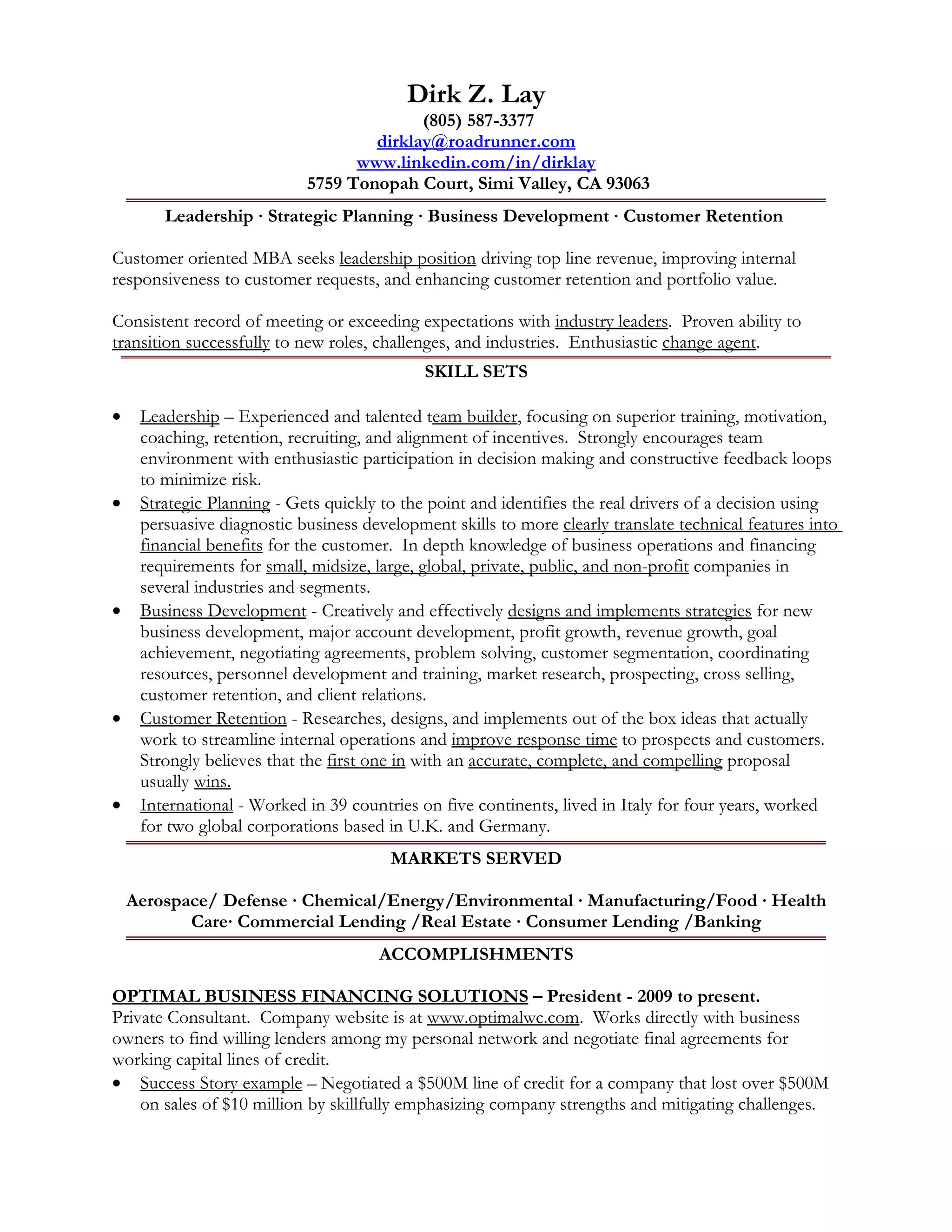 Dirk Lay Resume | DOC