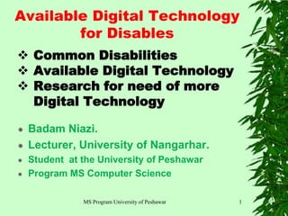 Disabilities and using of digital technology | PPT | Operating Systems ...