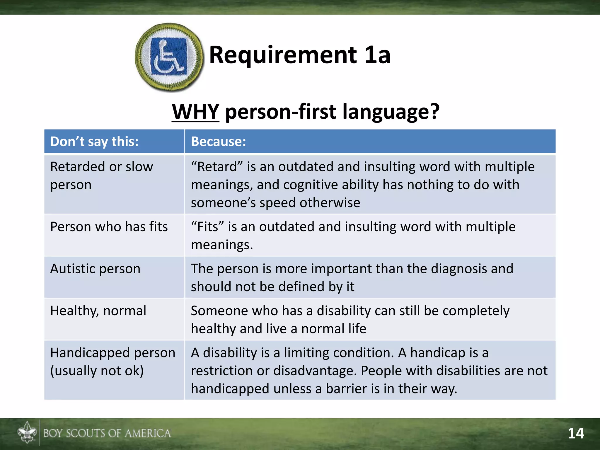 Disabilities Awareness Merit Badge | PPTX