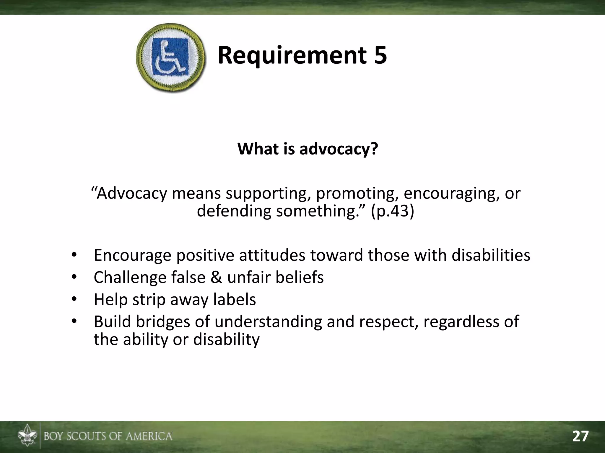 Disabilities Awareness Merit Badge | PPTX