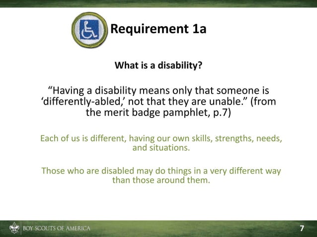 Disabilities Awareness Merit Badge | PPTX