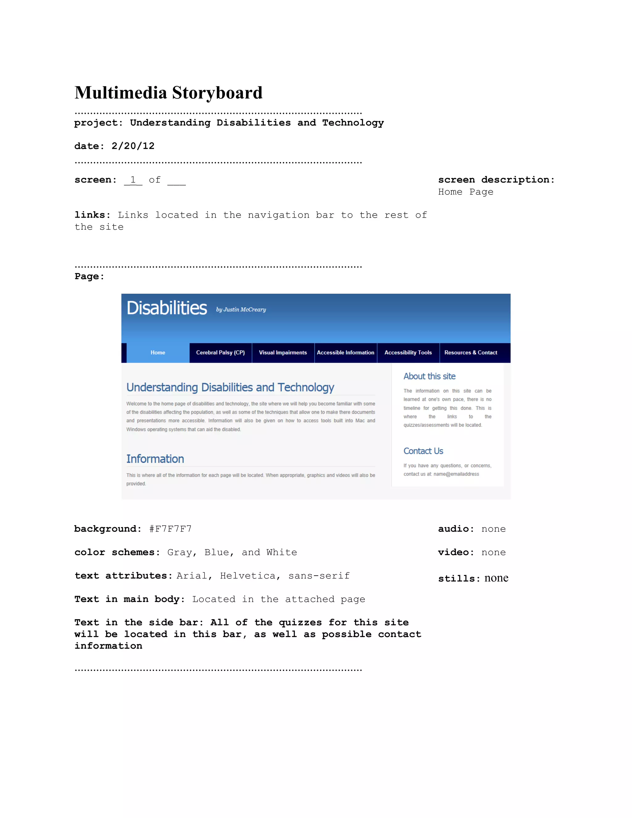 Disabilities storyboard EdTech | PDF