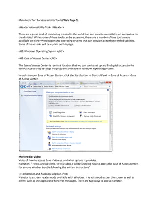 Disabilities Storyboard | PDF