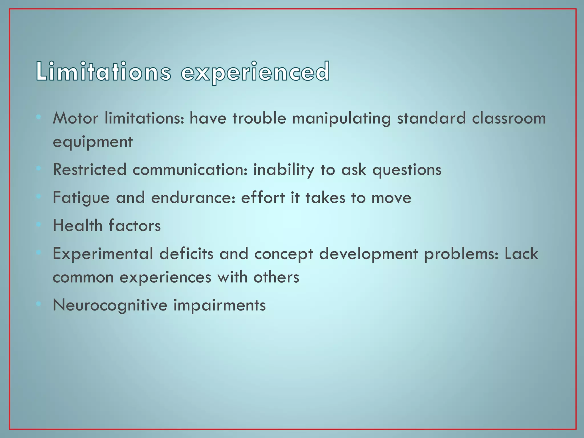 Orthopedic impairment presentation | PPTX