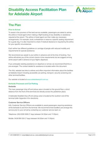 Disability Access Facilitation Plan In Adelaide Airport | PDF