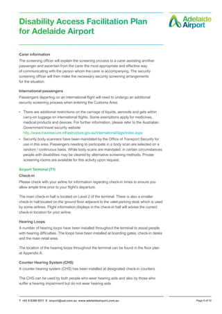 Disability Access Facilitation Plan In Adelaide Airport | PDF