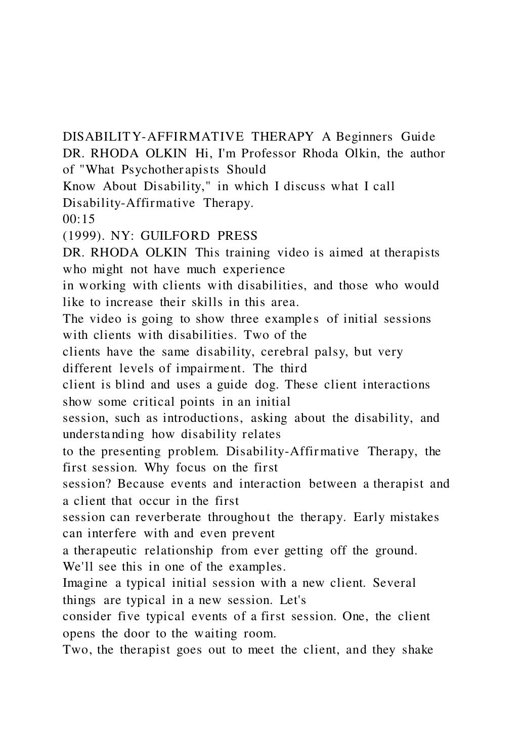 DISABILITY-AFFIRMATIVE THERAPY A Beginners GuideDR. RHODA OL | PDF