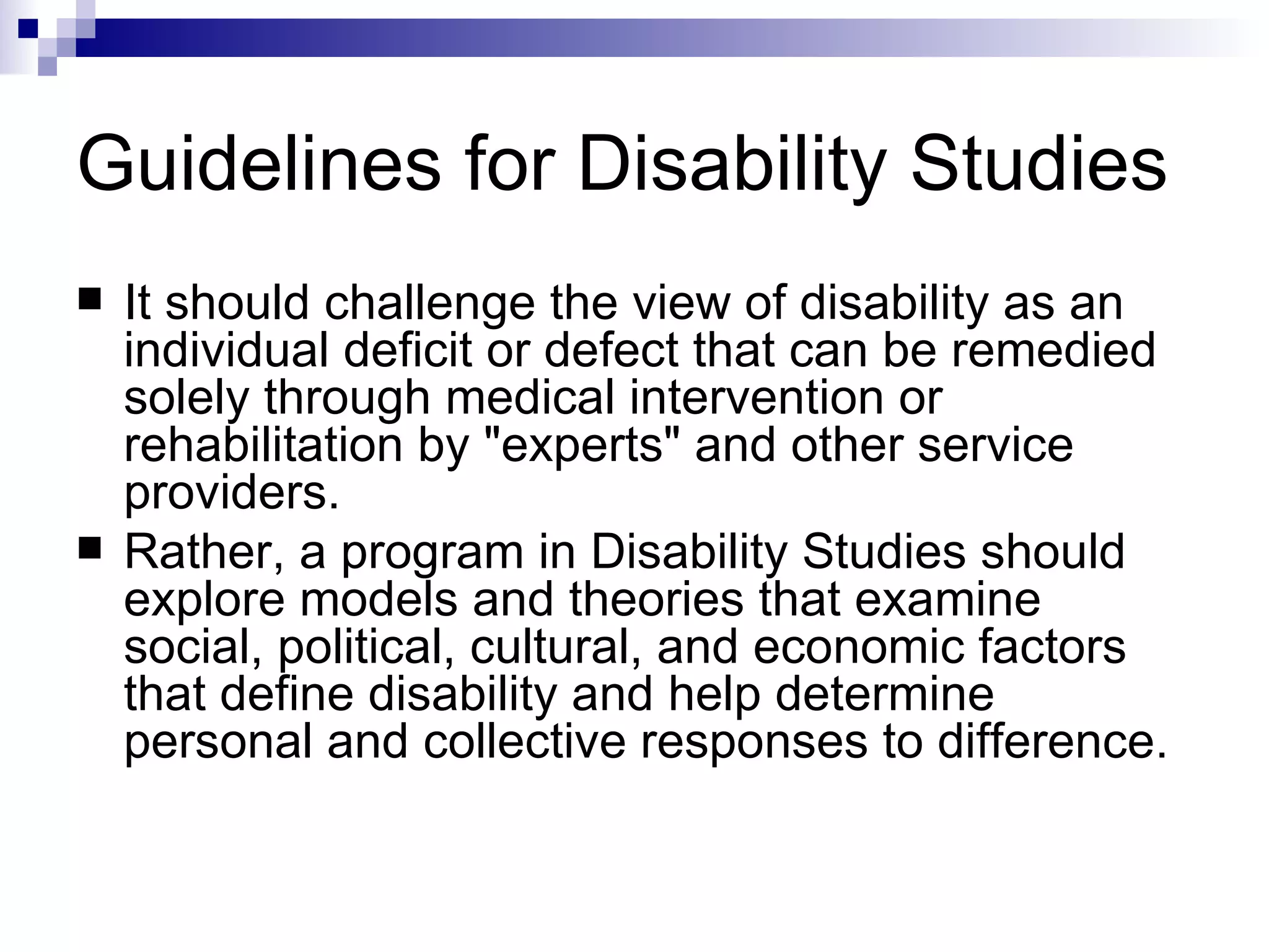 Disability Studies: A Basic Overview | PPT