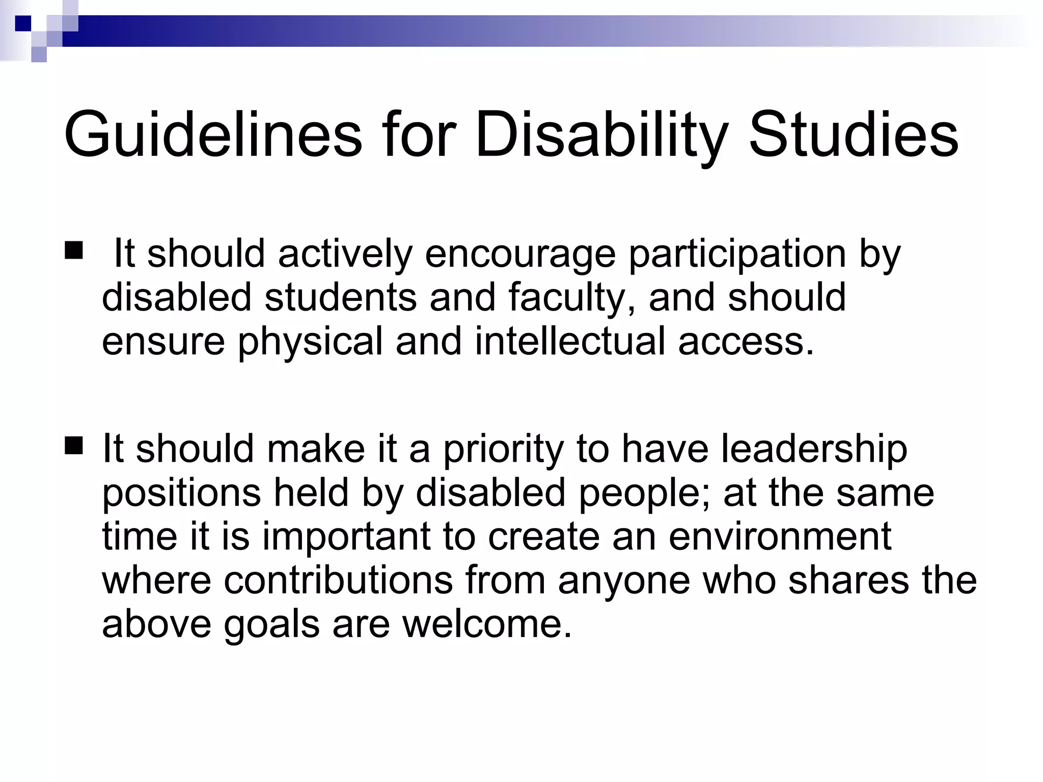 Disability Studies: A Basic Overview | PPT