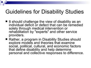 Disability Studies: A Basic Overview | PPT