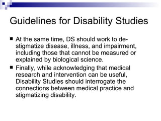 Disability Studies: A Basic Overview | PPT