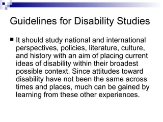 Disability Studies: A Basic Overview | PPT