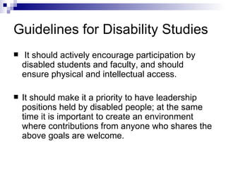 Disability Studies: A Basic Overview | PPT