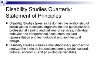 Disability Studies: A Basic Overview | PPT