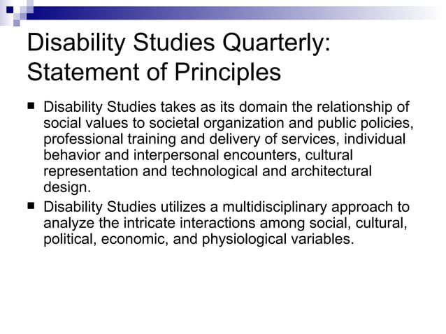 Disability Studies: A Basic Overview | PPT