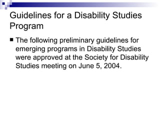 Disability Studies: A Basic Overview | PPT