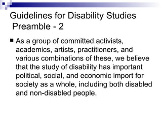 Disability Studies: A Basic Overview | PPT