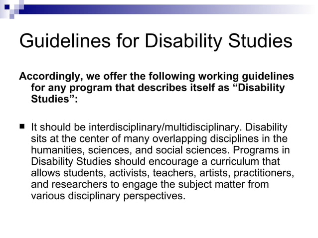 Disability Studies: A Basic Overview | PPT